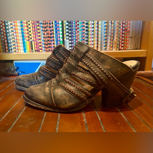 Freebird by Steven | Shoes | Freebird By Steven Distressed Mules Brown Leather Size 8 | Poshmark